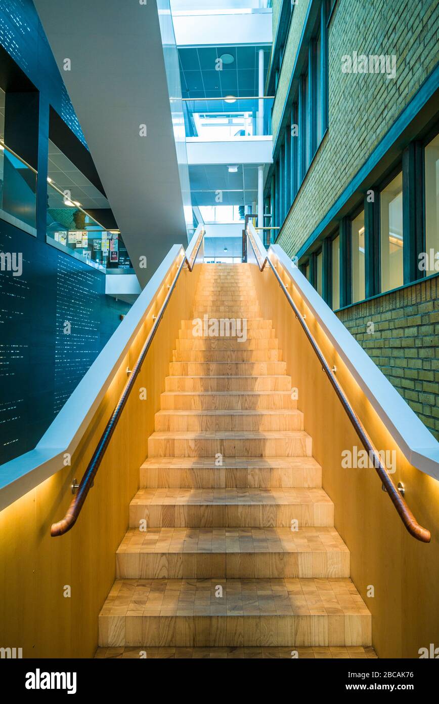 Sweden, Vastragotland and Bohuslan, Gothenburg, City Library, stairs ...