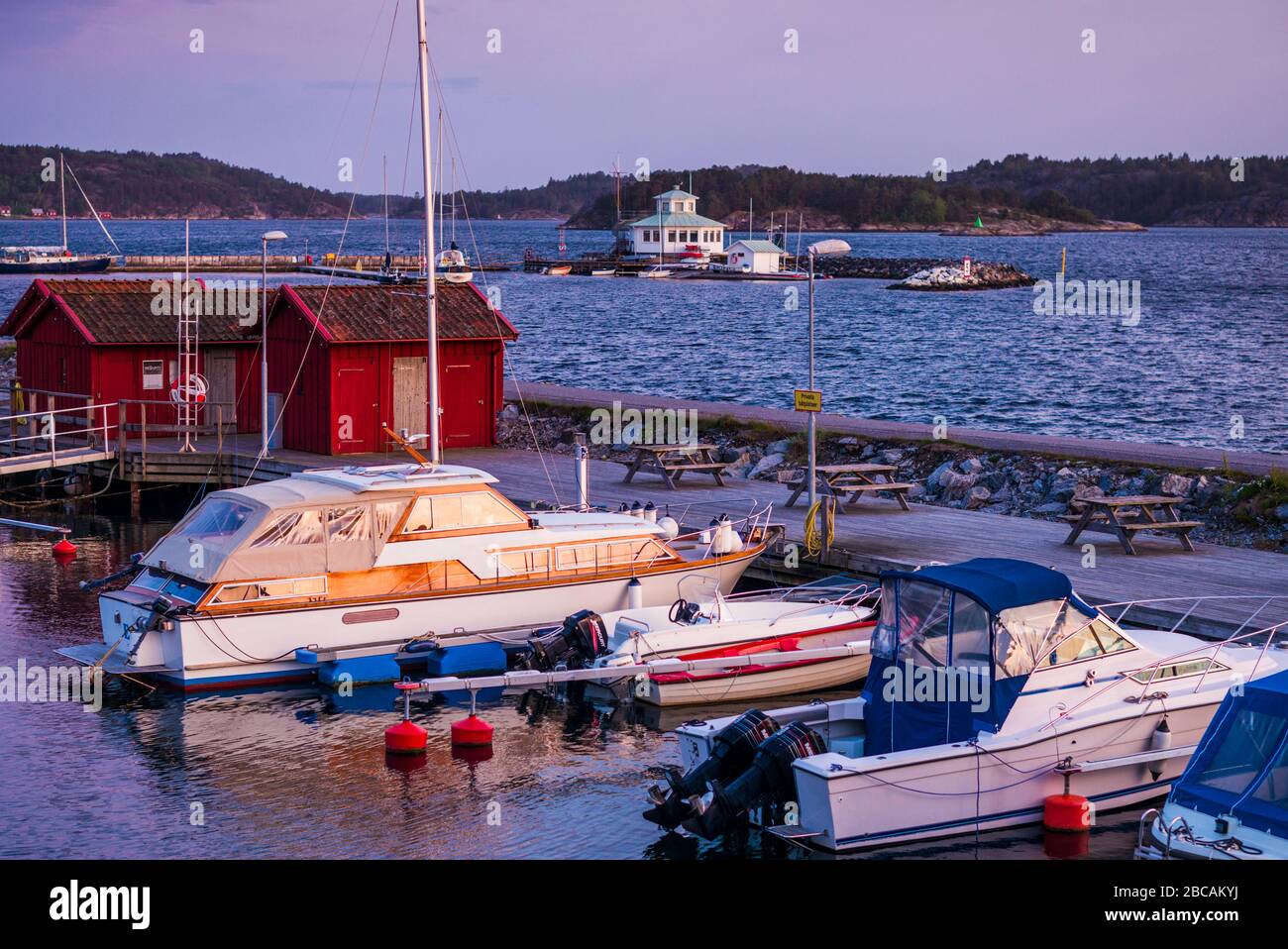 Sweden, Bohuslan, Stromstad, port and harbor, dusk Stock Photo - Alamy