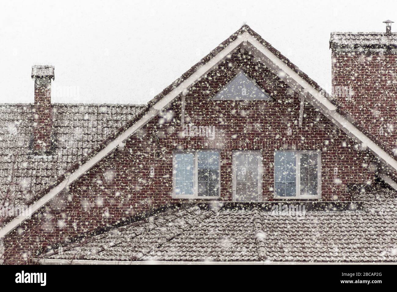 There is heavy snow outside the window Stock Photo - Alamy