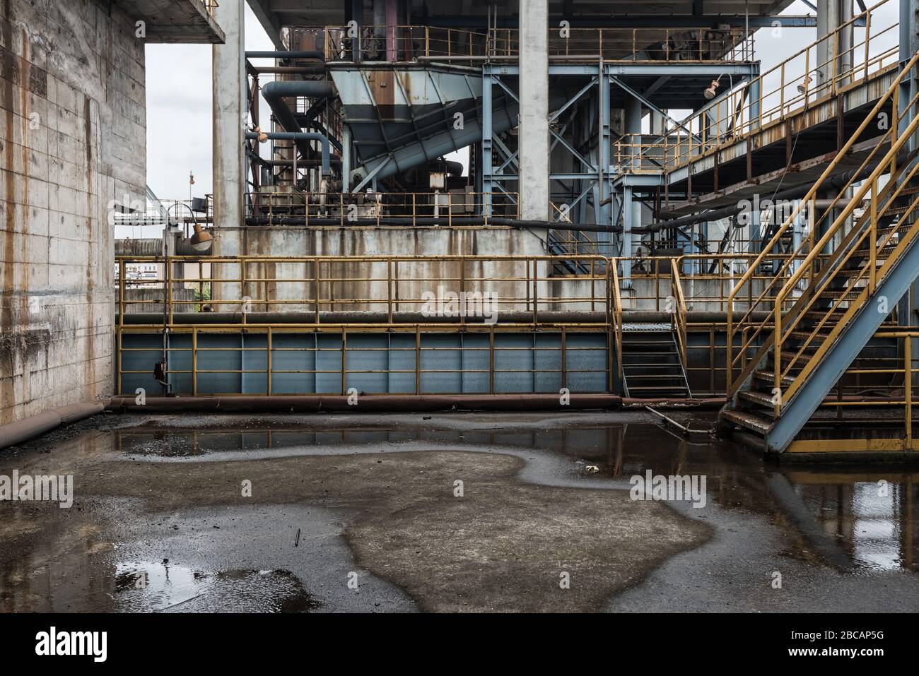 scene and details of an abandoned steel furnace building Stock Photo ...