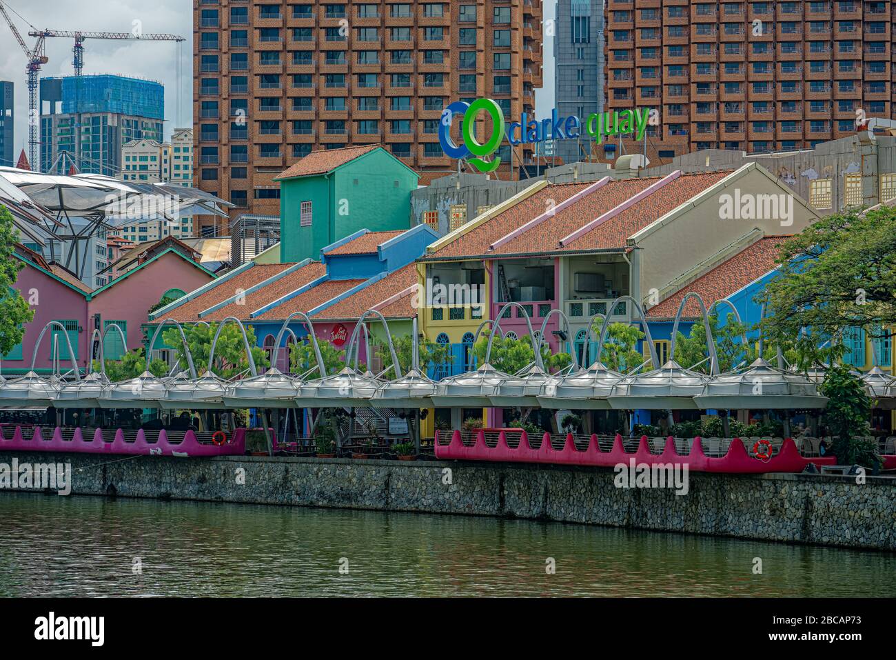 Singapore / Singapore - March 2020: View of Clarke qyay in Singapore ...
