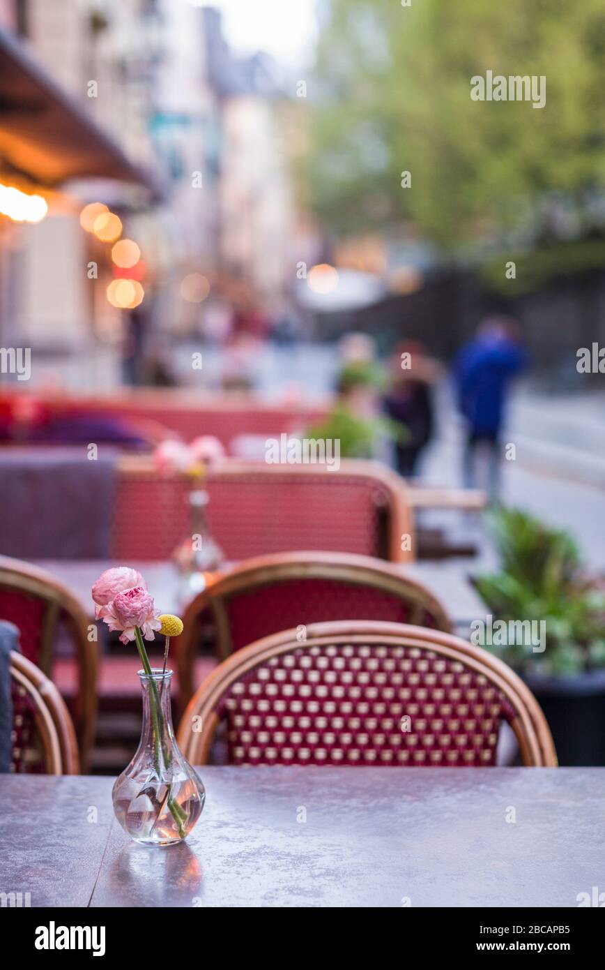 Sweden, Stockholm, Gamla Stan, Old Town, cafe tables Stock Photo - Alamy