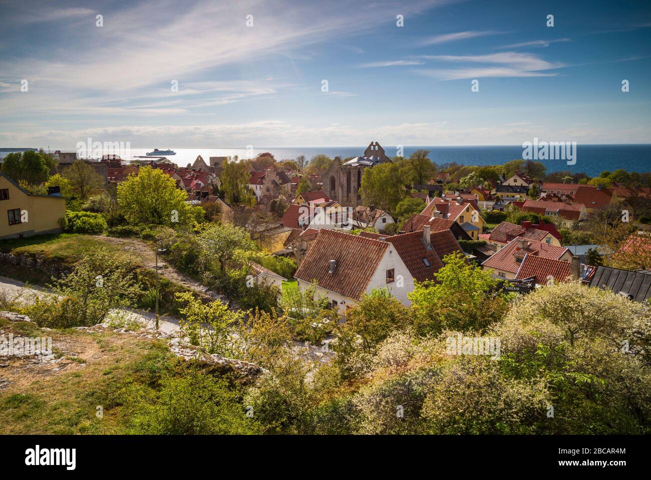 Sweden, Gotland Island, Visby, high angle city view Stock Photo - Alamy