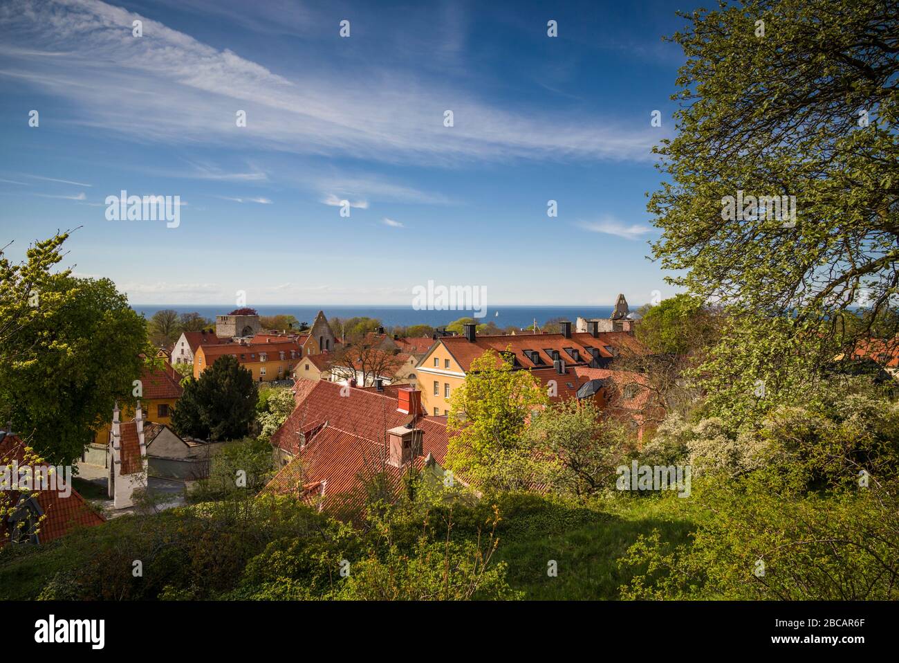Sweden, Gotland Island, Visby, high angle city view Stock Photo - Alamy