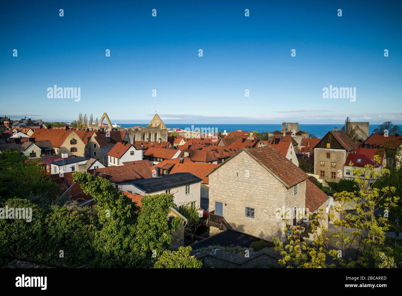 Sweden, Gotland Island, Visby, high angle city view Stock Photo - Alamy
