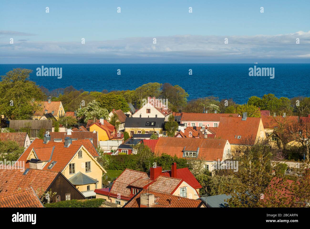 Sweden, Gotland Island, Visby, high angle city view Stock Photo - Alamy