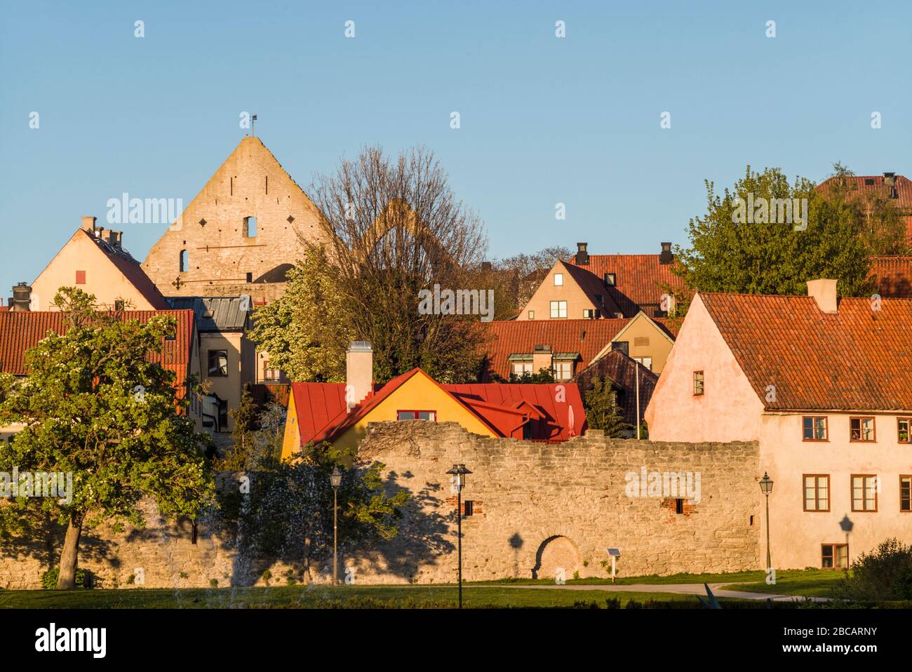 Sweden, Gotland Island, Visby, city skyline, sunset Stock Photo - Alamy