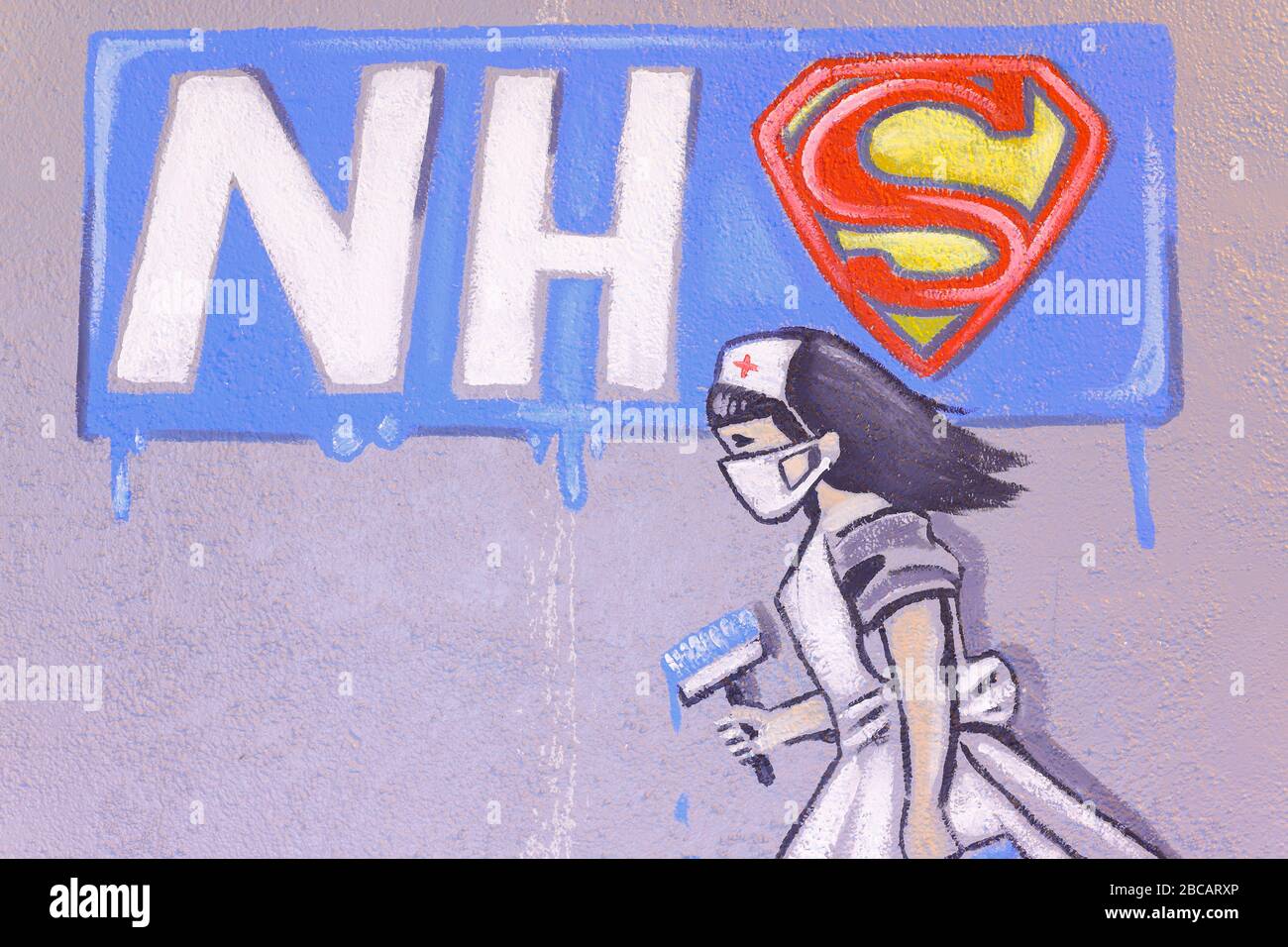 NHS murals in Pontefract by local artist Rachel List Stock Photo - Alamy