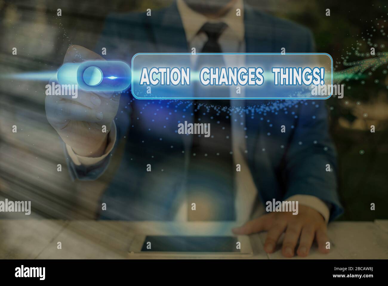 Text sign showing Action Changes Things. Business photo showcasing ...
