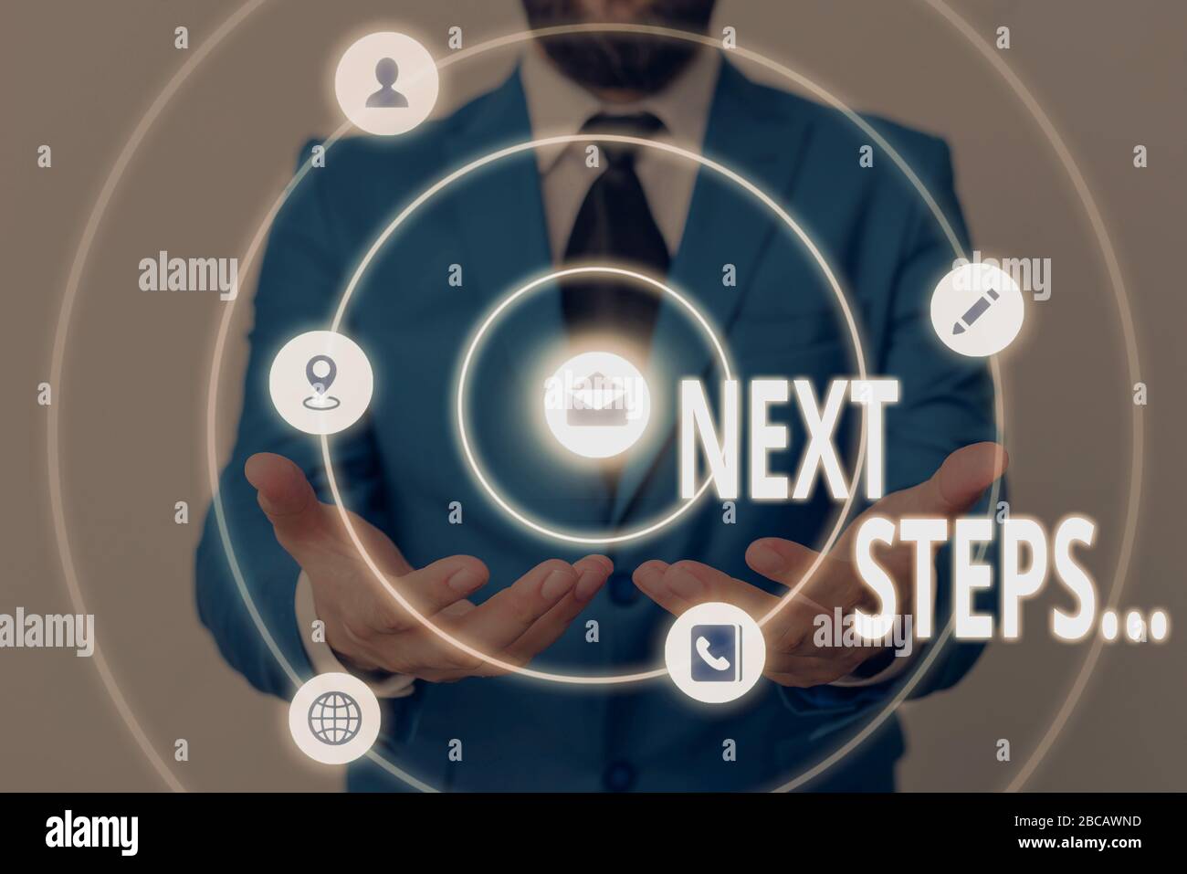 Text sign showing Next Steps. Business photo showcasing something you ...