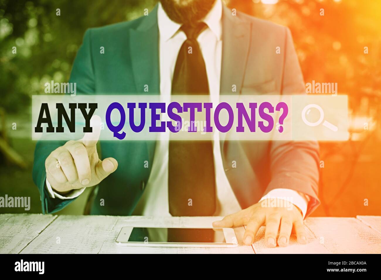 Writing note showing Any Questions Question. Business concept for you ...