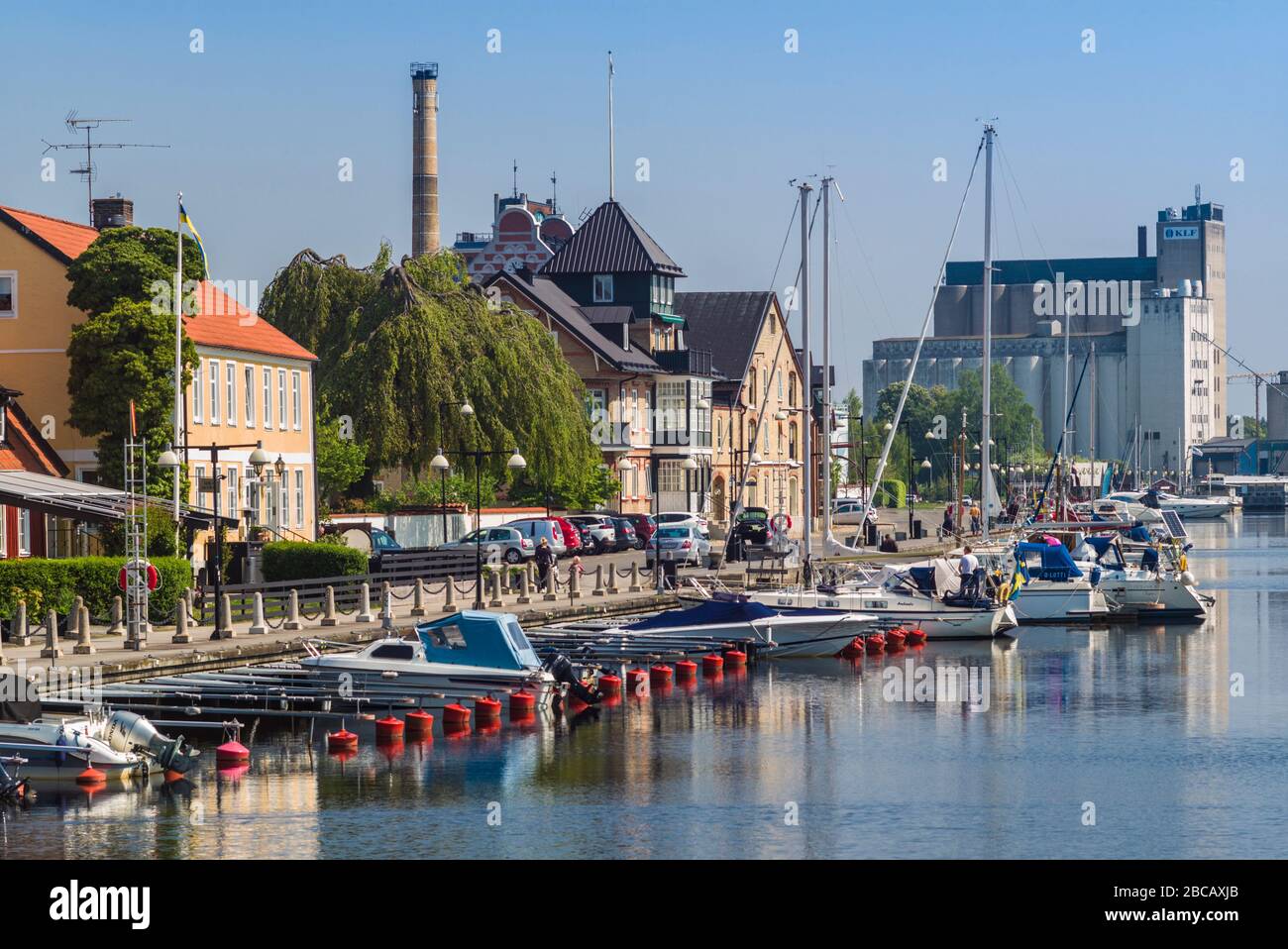 Sweden, Southern Sweden, Ahus, town view by the canal Stock Photo - Alamy