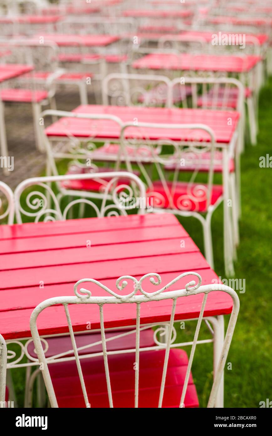 Sweden, Southern Sweden, Ystad, cafe tables Stock Photo - Alamy