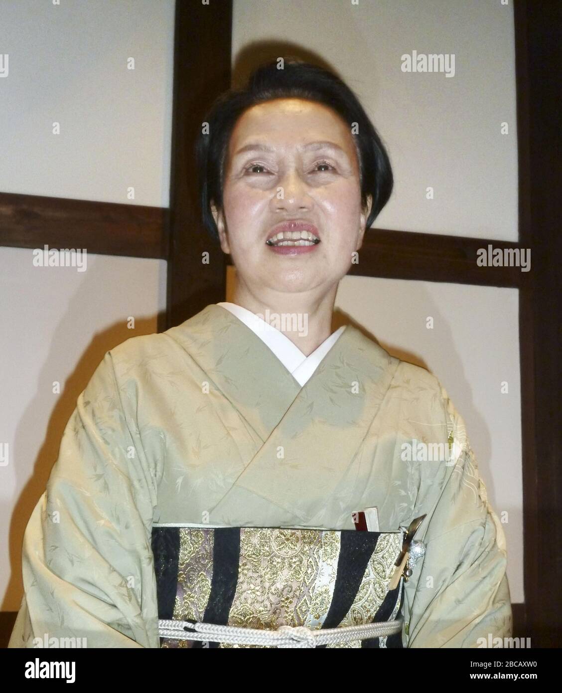 Photo taken at Suigetsu Hotel Ogaiso in Tokyo on April 1, 2020, shows its owner and landlady ...