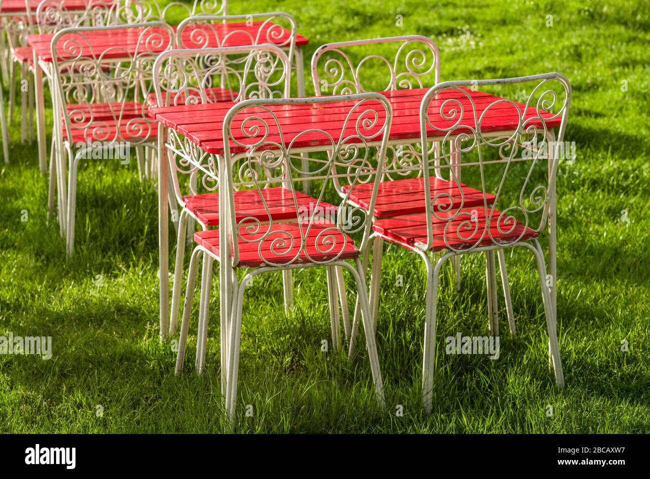 Sweden, Southern Sweden, Ystad, cafe tables Stock Photo - Alamy