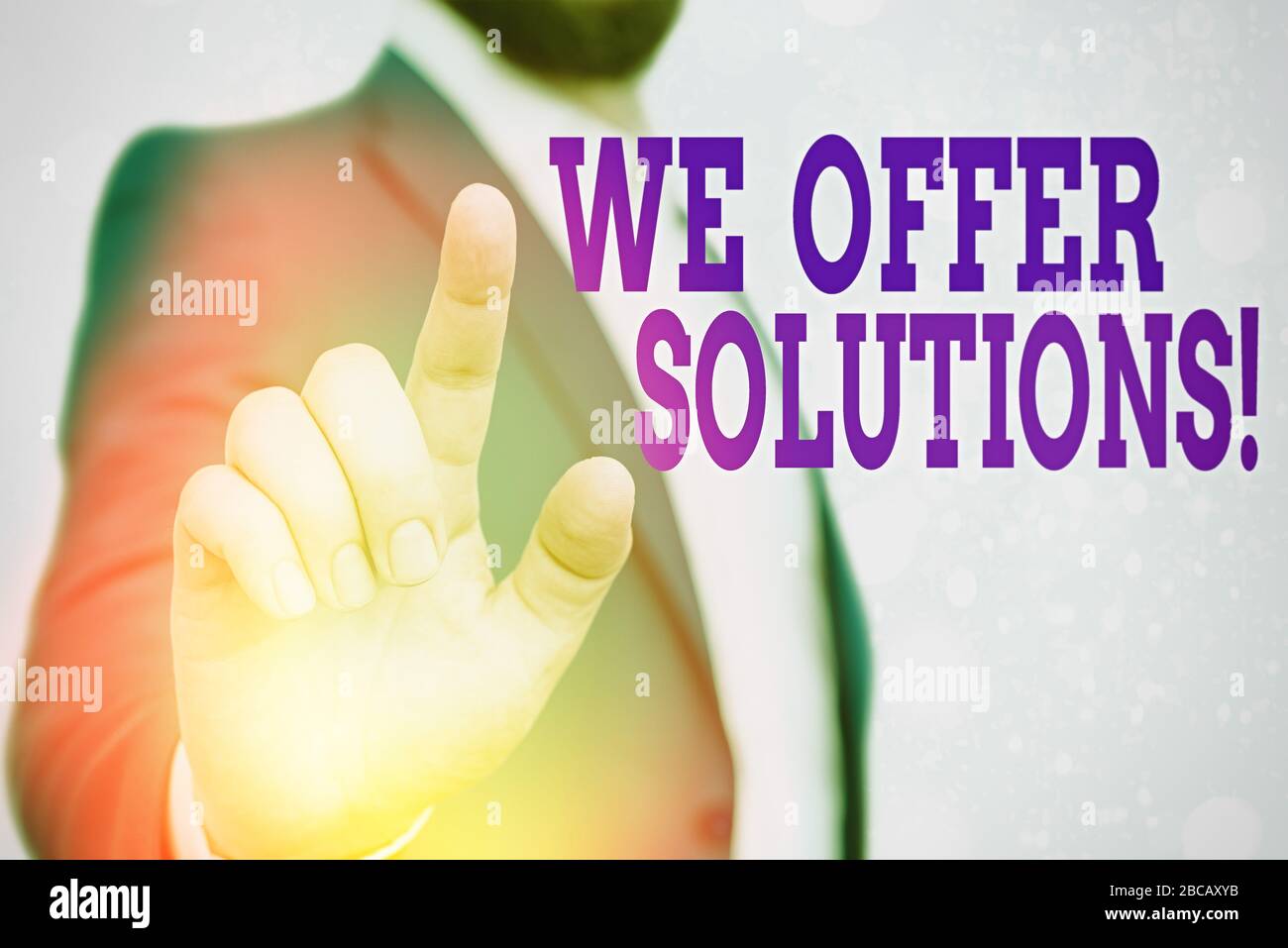 Text sign showing We Offer Solutions. Business photo showcasing way to ...