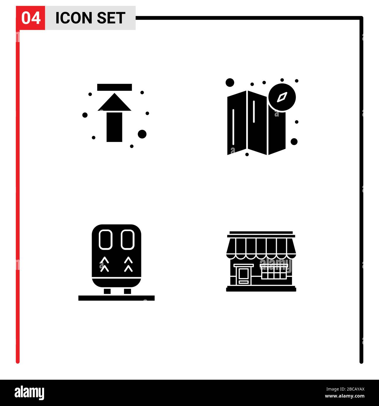4 Universal Solid Glyph Signs Symbols of arrow, train, upload, map ...
