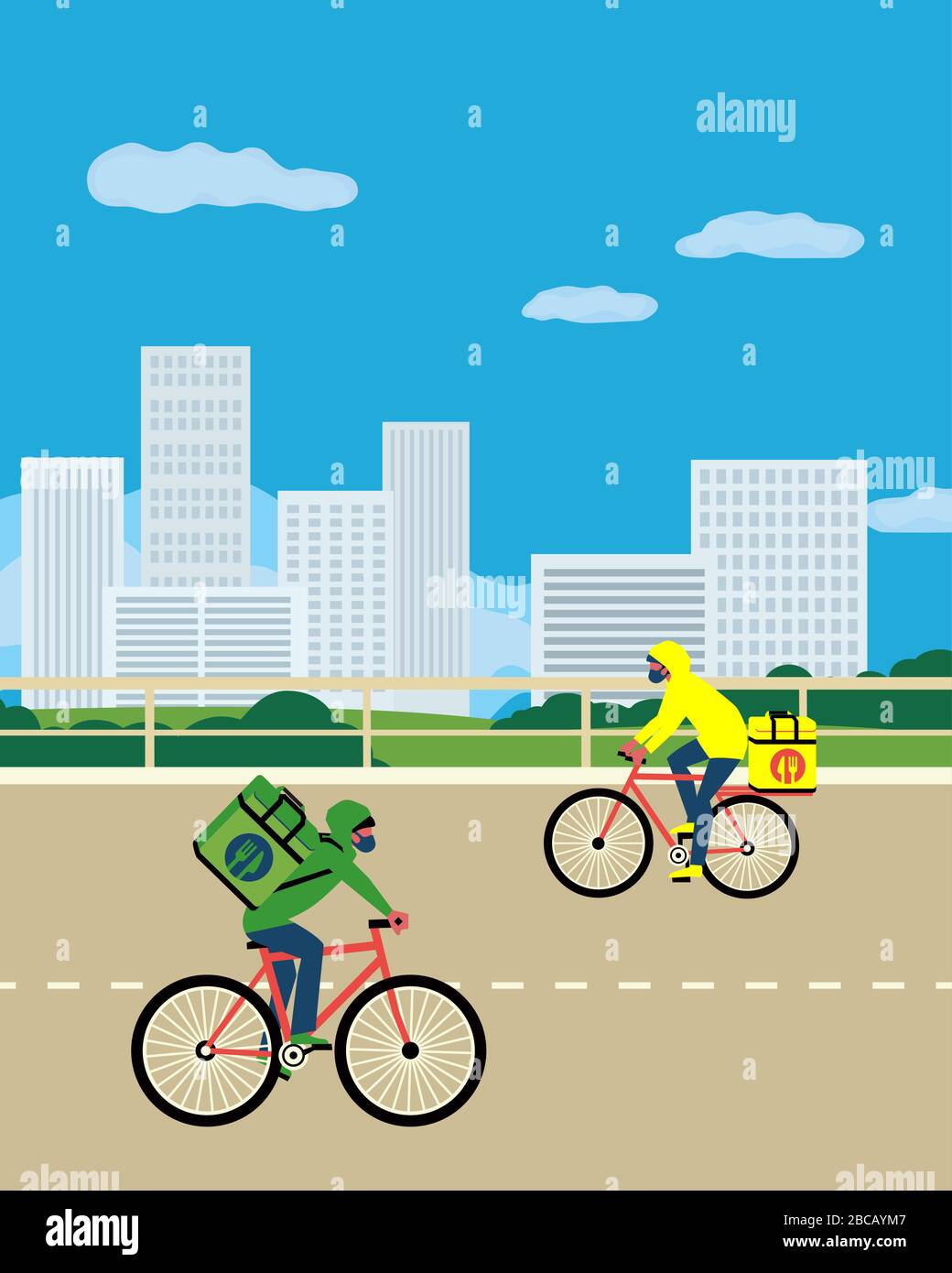 Food delivery riders Stock Vector Images - Alamy