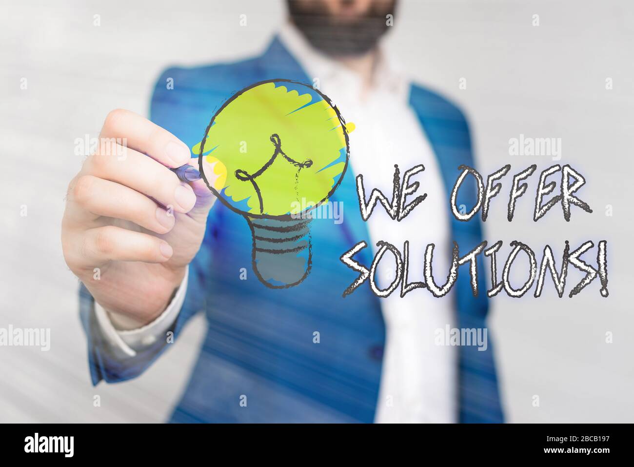 Word writing text We Offer Solutions. Business photo showcasing way to ...