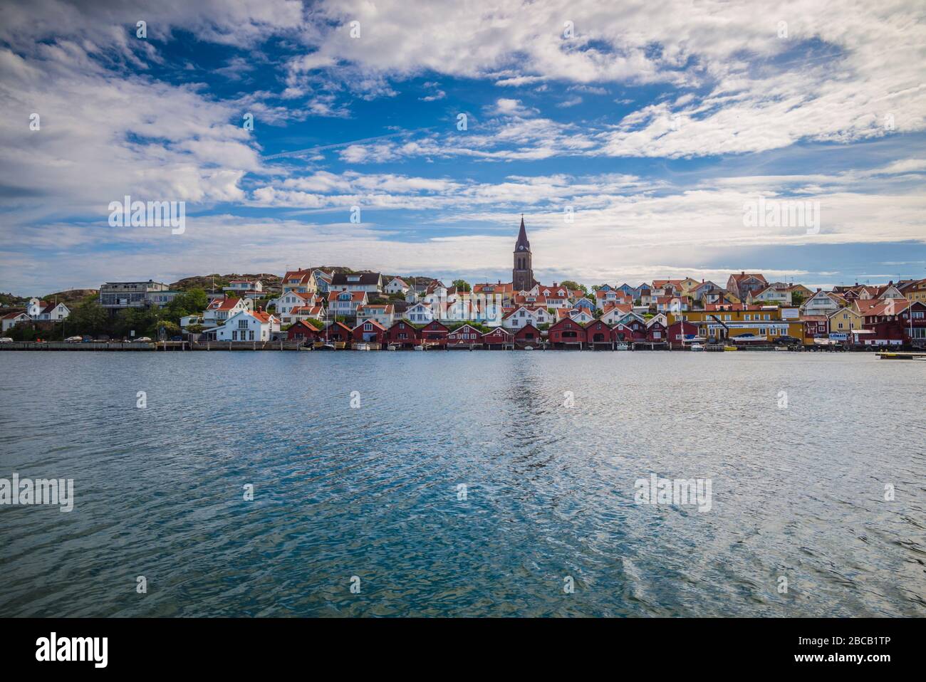 Sweden, Bohuslan, Fjallbacka, town church and port Stock Photo - Alamy