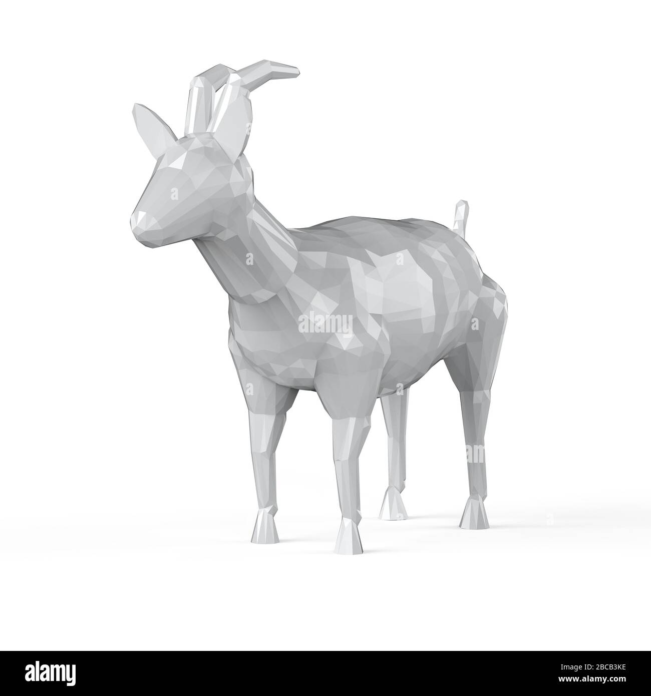 3d rendering whit polygonal goat on white background Stock Photo - Alamy