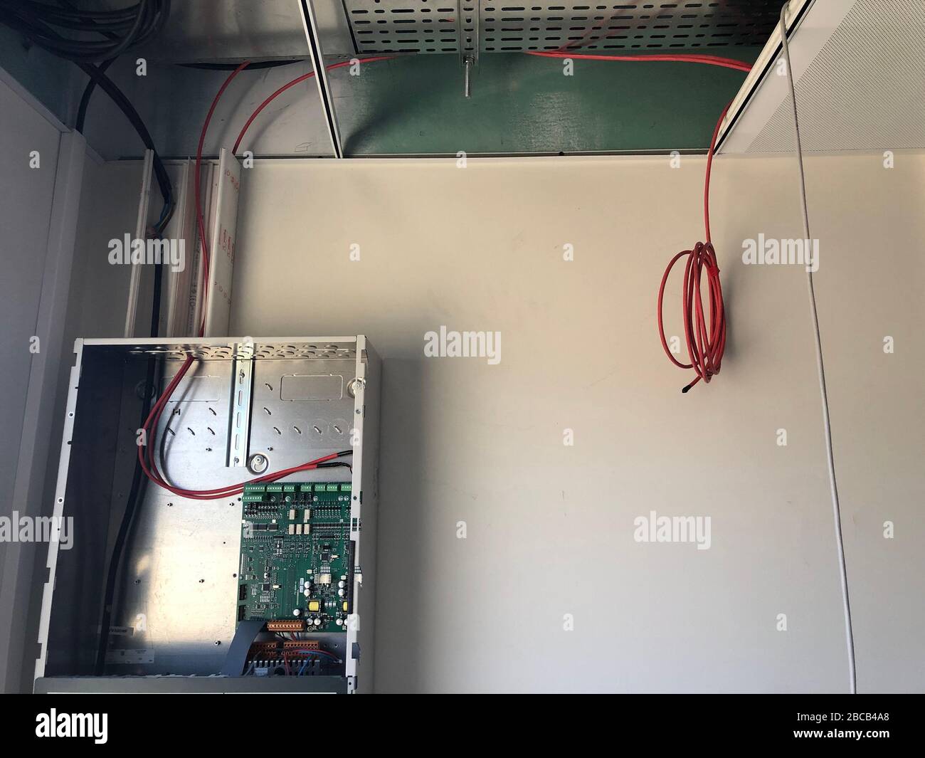 Making of cabling false ceilings or suspended ceilings Stock Photo - Alamy