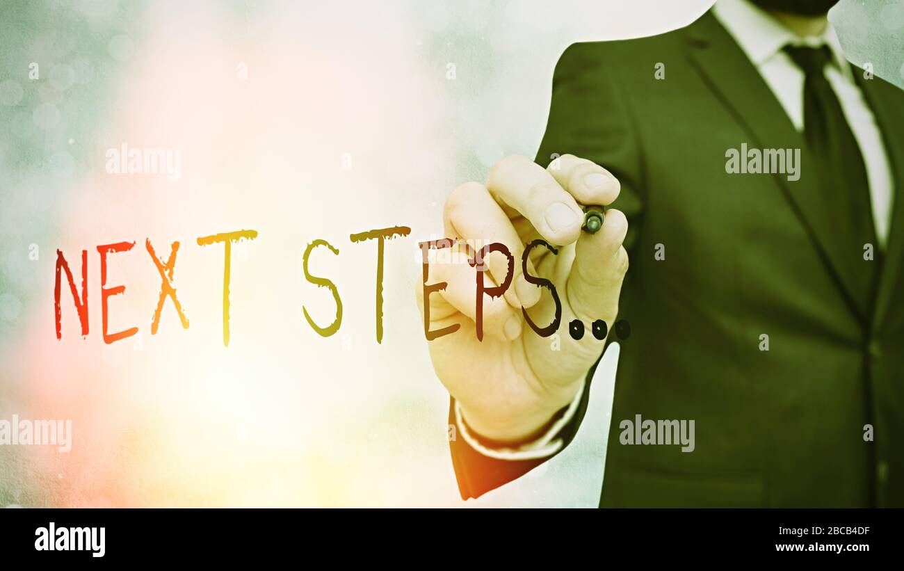 Word writing text Next Steps. Business photo showcasing something you ...