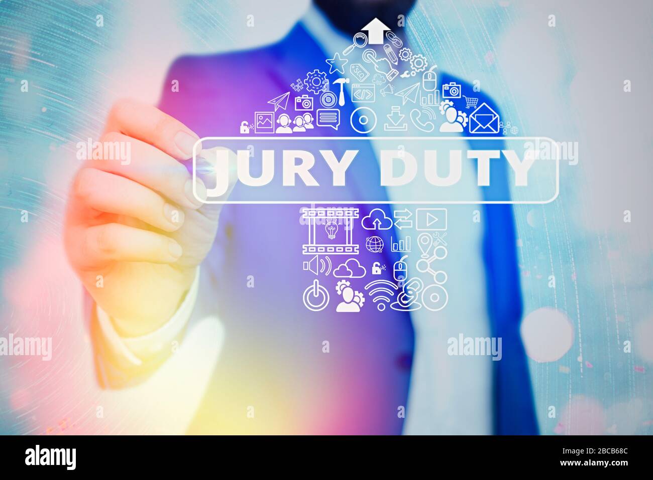 Text sign showing Jury Duty. Business photo text obligation or a period ...
