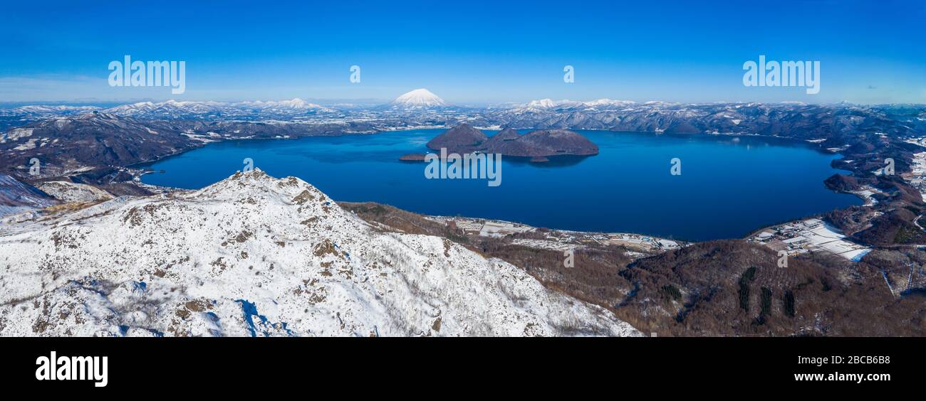 aerial view of beautiful landscape in Lake Toya in japan Stock Photo ...