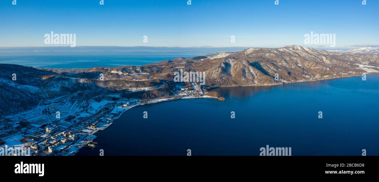 aerial view of beautiful landscape in Lake Toya in japan Stock Photo ...