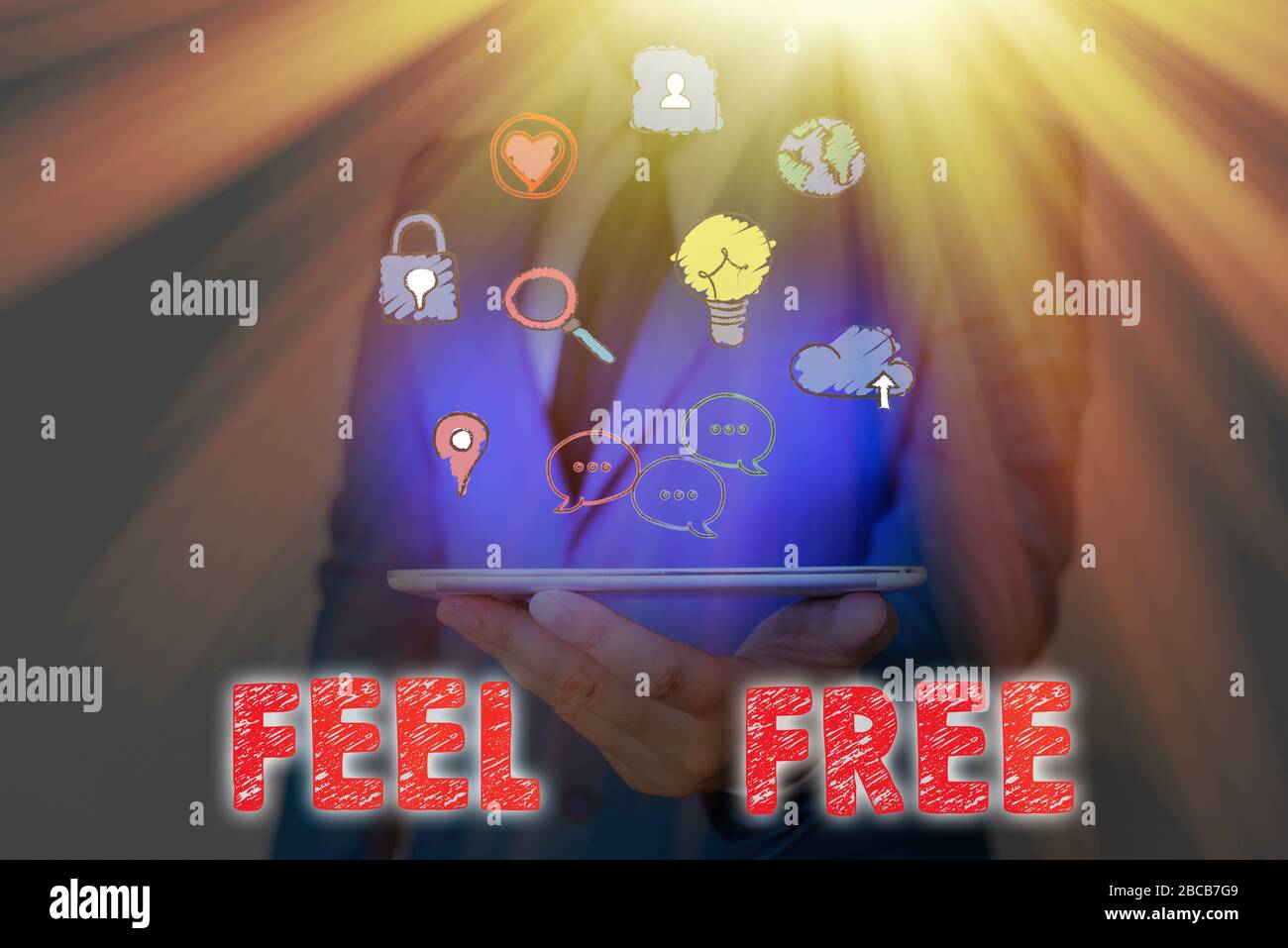 Conceptual hand writing showing Feel Free. Concept meaning have no ...