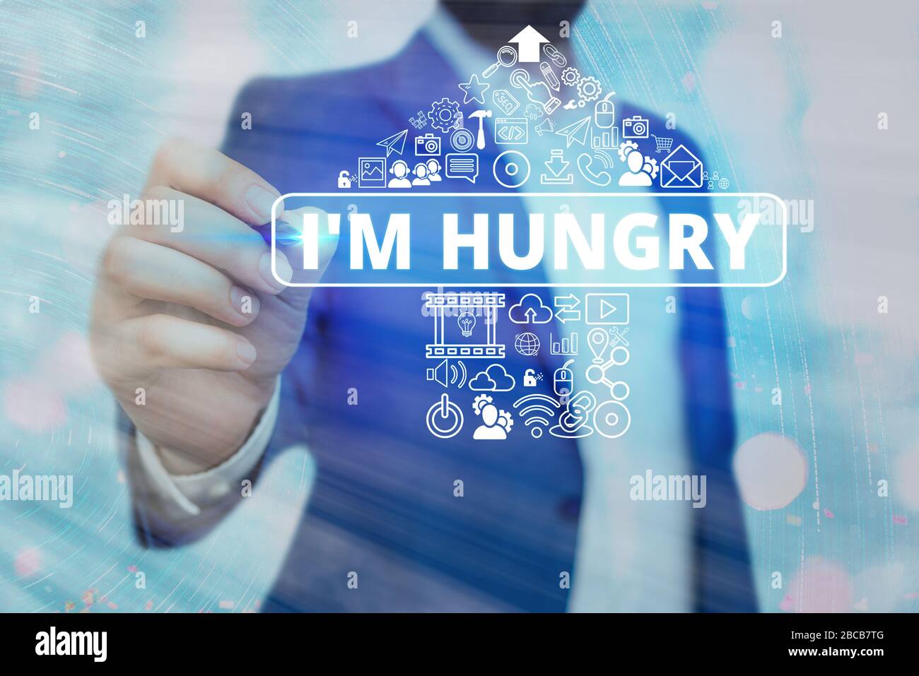 Text sign showing I M Hungry. Business photo text having a strong wish ...