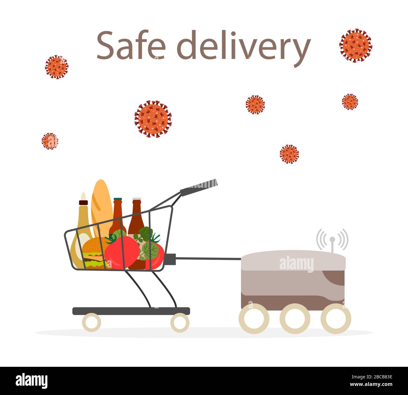 Vector illustration Quarantine. Online food, drink ordering, safe, fast ...