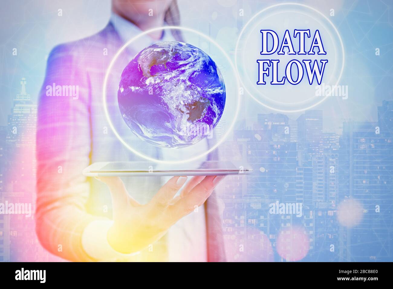 Conceptual hand writing showing Data Flow. Concept meaning the movement of data through a system ...