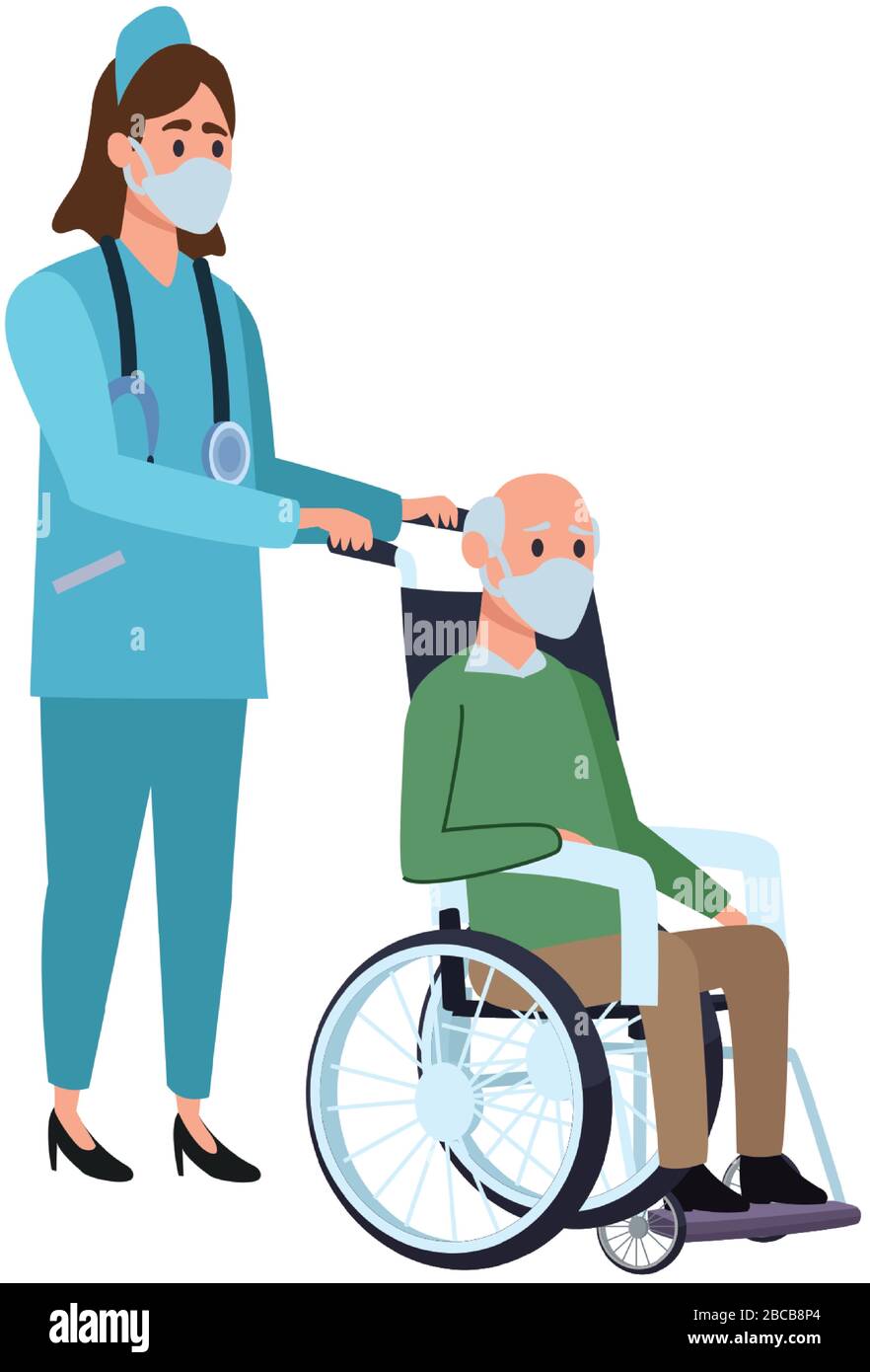 Senior woman in safety mask Stock Vector Images - Alamy