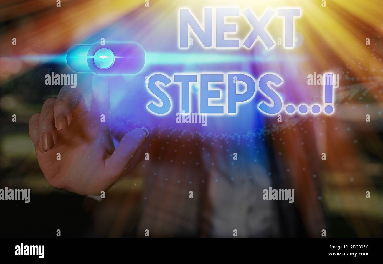Word writing text Next Steps. Business photo showcasing something you ...