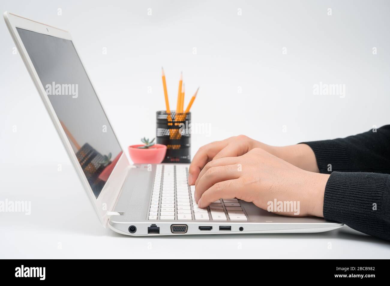 Online learning concept. Internet lesson concept using a laptop ...