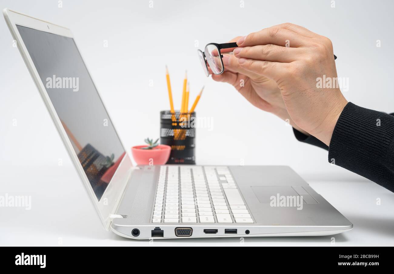 Online learning concept. Internet lesson concept using a laptop ...