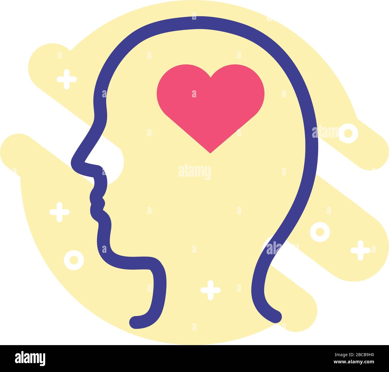 profile with heart mental health line style icon Stock Vector Image ...