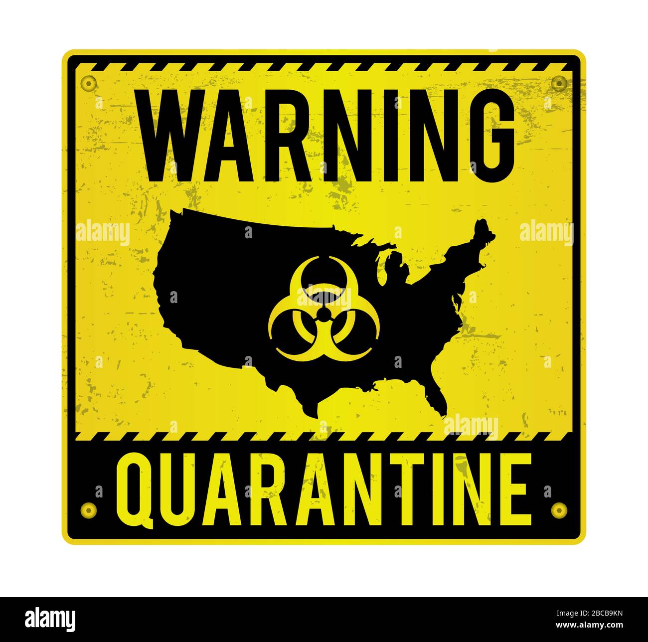 A yellow warning sign for United States quarantine. Vector EPS 10 ...