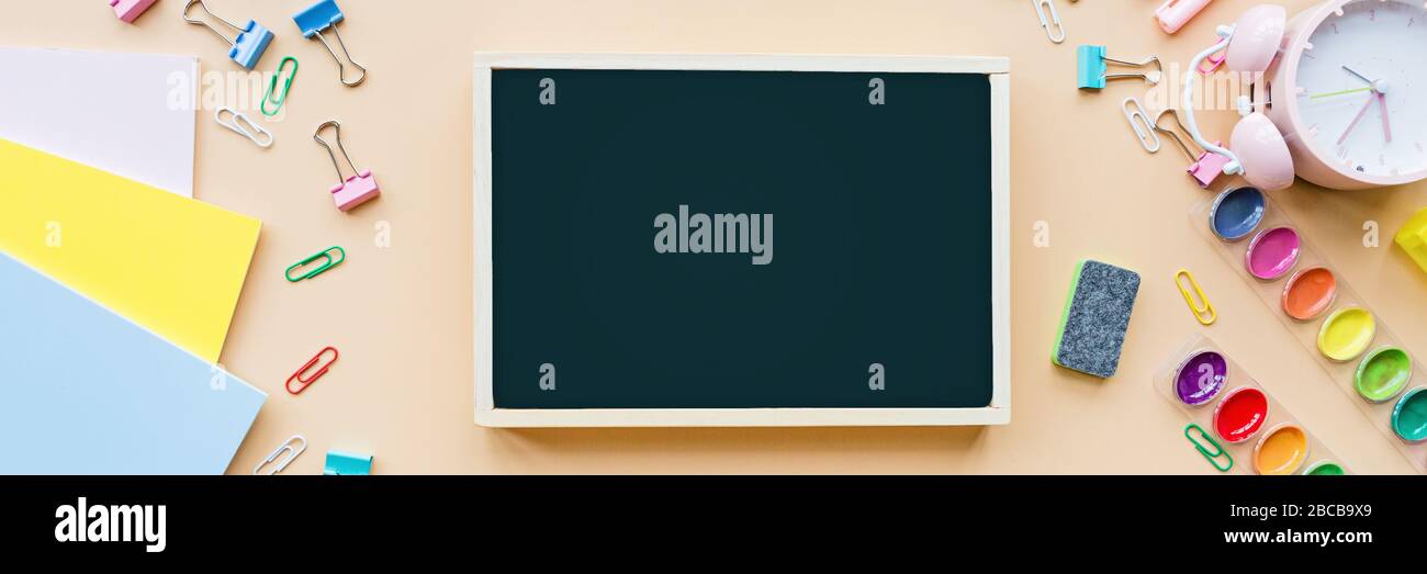 Back to School background with place for text. Horizontal banner for ...