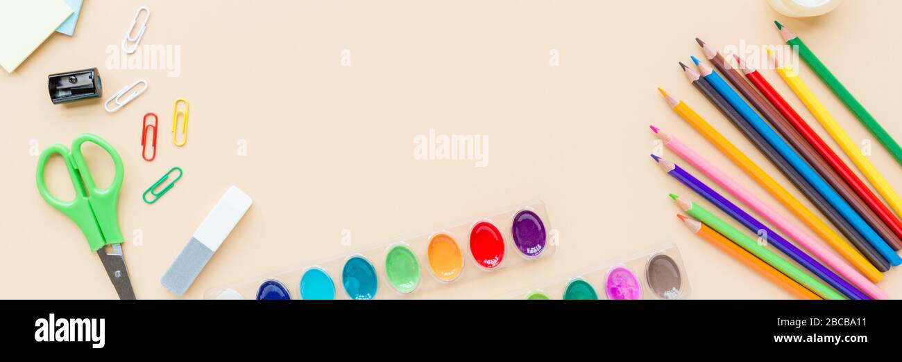 Back to School background with place for text. Horizontal banner for ...