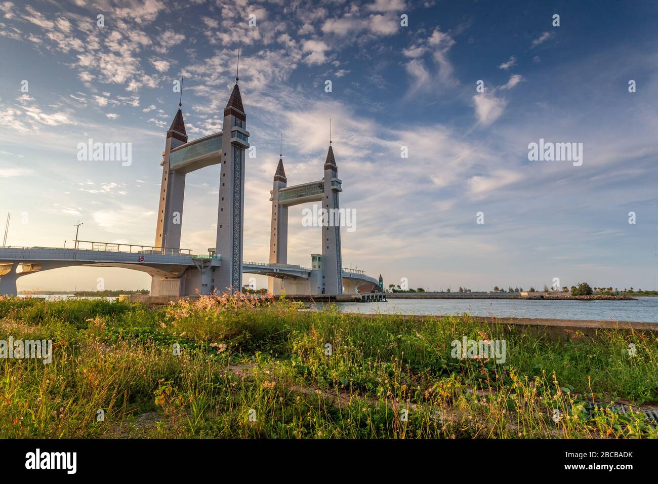 The iconic drawbridge located across the river in the Terengganu ...