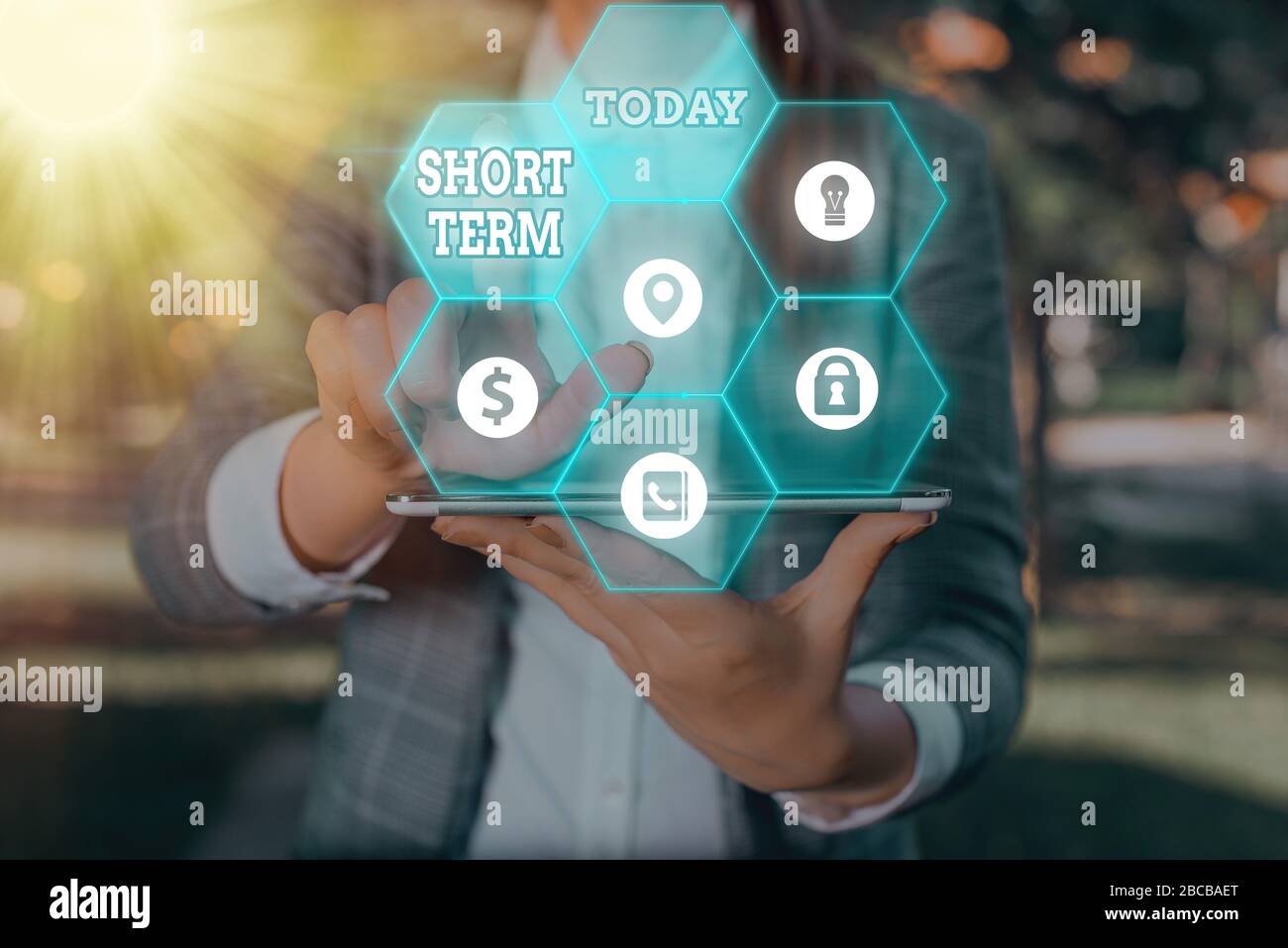 Word writing text Short Term. Business photo showcasing occurring over ...