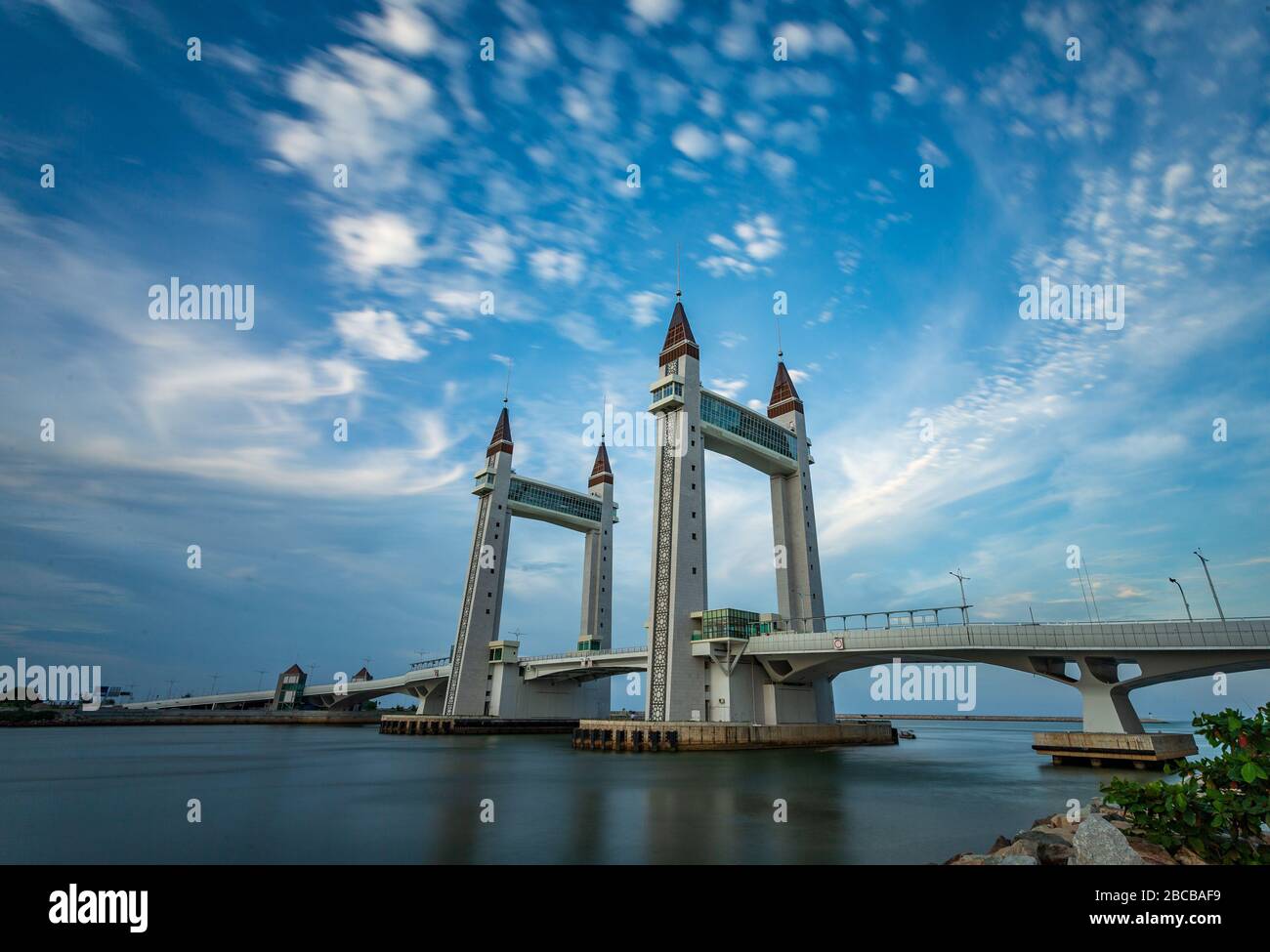 The iconic drawbridge located across the river in the Terengganu ...