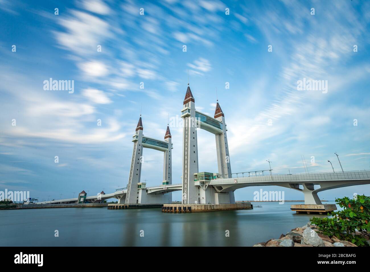 The iconic drawbridge located across the river in the Terengganu ...