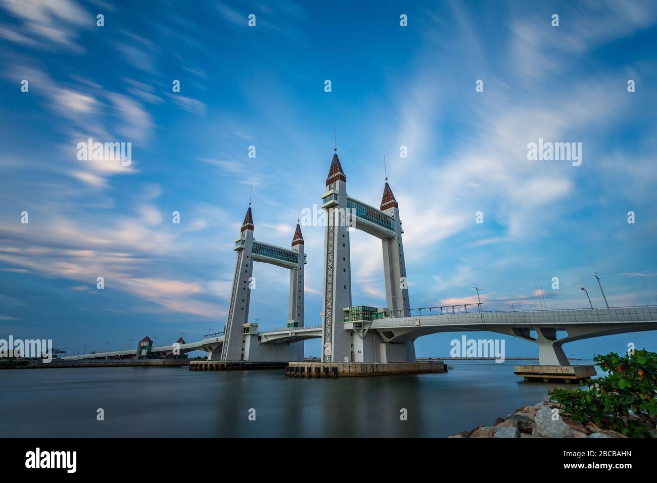 The iconic drawbridge located across the river in the Terengganu ...