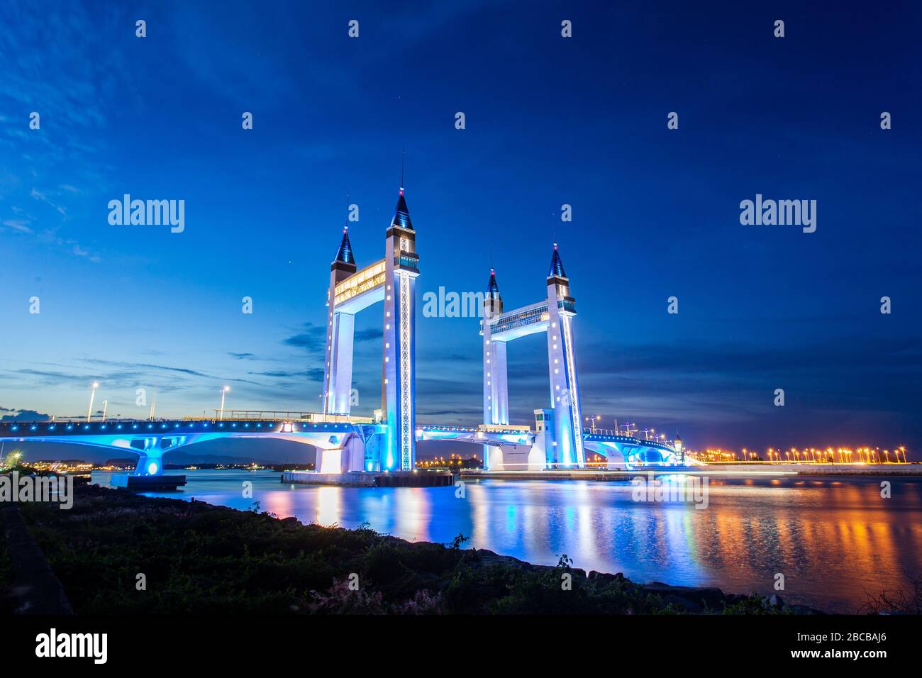 The iconic drawbridge located across the river in the Terengganu ...