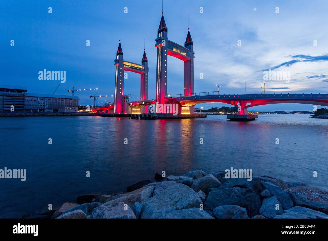 The iconic drawbridge located across the river in the Terengganu ...