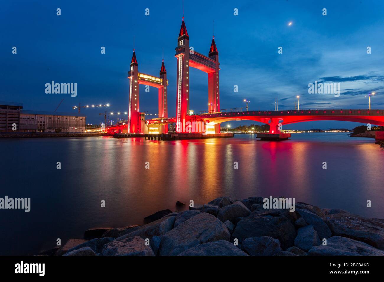 The iconic drawbridge located across the river in the Terengganu ...